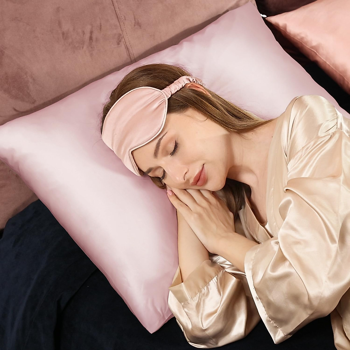 Adubor Silk Pillowcase - Mulberry Silk Pillow Case, 23 Momme 6A Grade Fibers, 900 Thread Count, Silk Pillow Cases for Hair and Skin Health, with Hidden Zipper (Standard 20''×26'', Pink, 1PC)