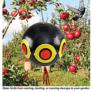 Home-X Bird Deterrent Balloons, Scare Birds Away, Garden Protection from Animals, Scarecrows for Garden, Set of 3, Multicolored, Each 40" D x 20.5" H