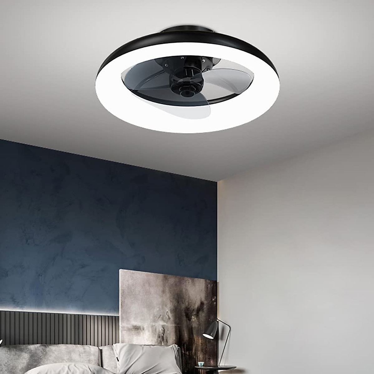 CATA-MEDICA Fan Light Mid-Century Flush Mount Copper Motor Low Profile Ceiling Fans with Lights 64W 3-Color Lighting Mode Smart Chandelier Mid-Century Multi-Speed Acrylic Lampshade Quiet Fan