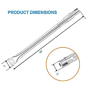 Plowo Stainless Steel Burner Tube Replacement for Kenmore Gas Grill Models 146.23674310, 146.23675310, 640-05057350-0, 640-05057351-8, Outdoor Gourmet FSODBG1200, FSODBG1202, FSODBG1204, 18", 4-Pack