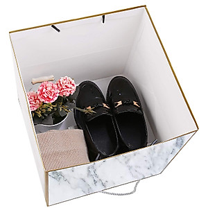 Cmecial Superior Marble Extra Large Gift Bag, 11.8 inch Square Giant Gift Bag, XL Big Gift Bag Large, Extra Large Gift Bags, Wedding Gift Bags Large Size Reusable, Gift Bags Large Birthday White (F1)