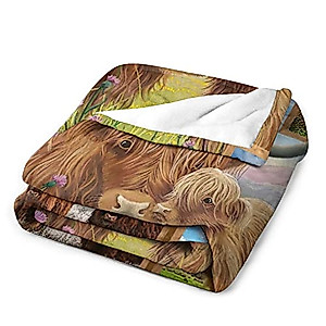 Highland Cow Blanket Farm Cow Decor Animal Throw Blanket Highland Cow Gifts for Women Super Warm Soft Plush Lightweight Fleece Flannel Blanket Winter Couch Sofa Bedding Blanket for Kids Adults 40"x50"
