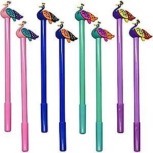 Maydahui 12PCS Peacock Shaped Rollerball Pens Cute Cartoon Animal Pen Black Gel Ink Smooth Writing for Girls Women Valentine's Day