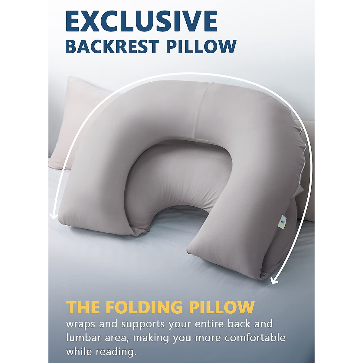 INSEN Reading Pillow, Back Pillow for Sitting in Bed for Reading, Nurse & Relax, Reading Pillow for Adults, Moms & Kids, Sit Up Pillow for Bed