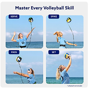 MOTOMY Volleyball Training Equipment Aid 'Volleypal' – Solo Volleyball Equipment for Practicing Serve, Spike, Set & Pass; Volleyball Practice Equipment Gift for Beginners & Experts (Volleypal Pro)
