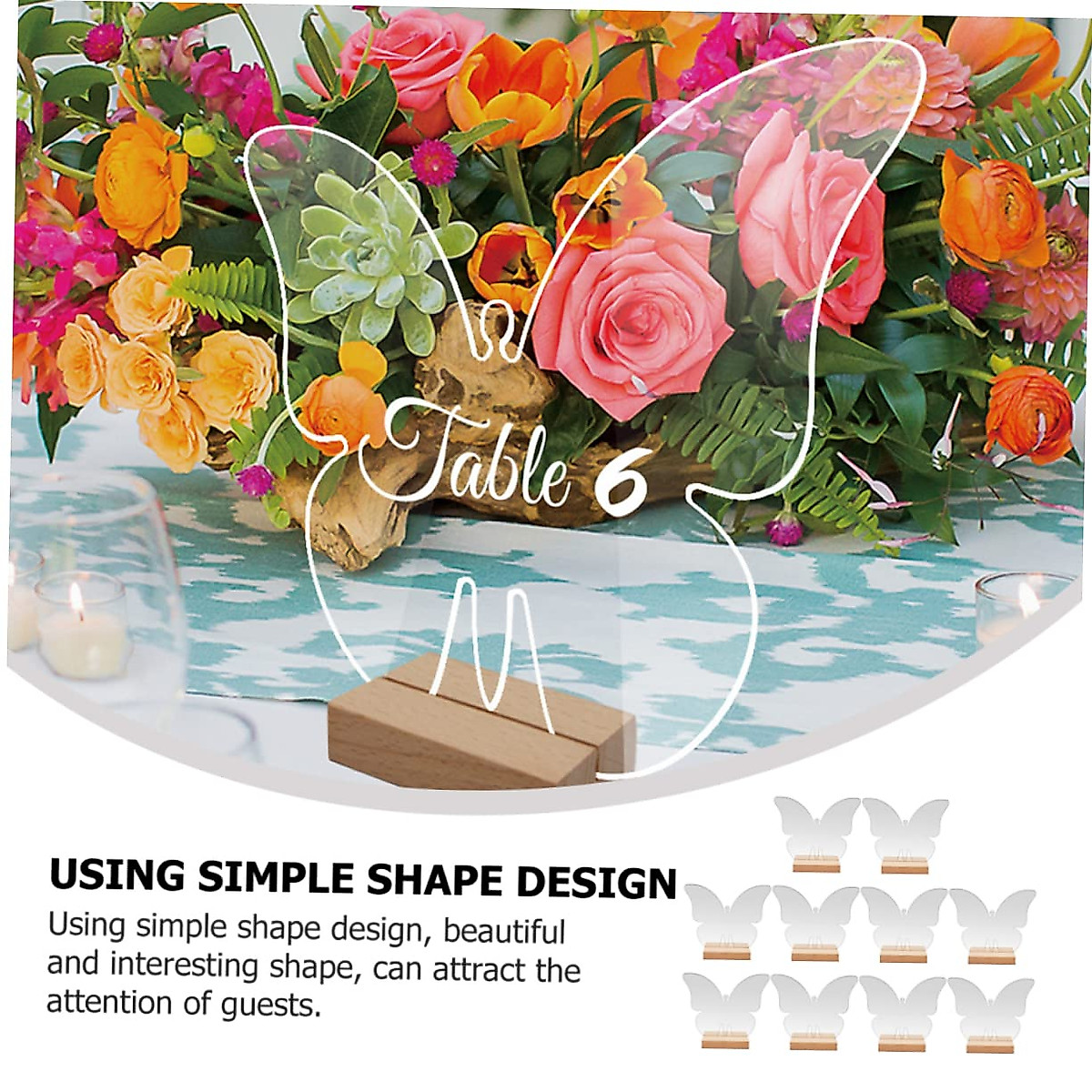 10 Sets Butterfly Seat Card Acrylic Transparent Table Three-Dimensional