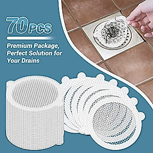 70 Pack Disposable Hair Catcher for Shower, Mckanti Disposable Hair Drain Catchers Hair Catcher Mesh Stickers for Bathroom, Washbasin, Bathtub, Kitchen