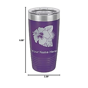 LaserGram 20oz Vacuum Insulated Tumbler Mug, Hibiscus Flower 2, Personalized Engraving Included (Dark Purple)