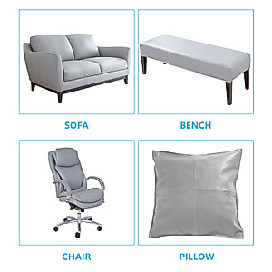 72"x54" Wear Resistant Synthetic Leather Fabric Marine Vinyl PU Material 2-Way Stretching for Sofa Chair Bench Car Ship Pontoon Boat 0.8mm (Grey)