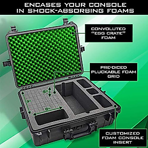 CASEMATIX Hard Shell Travel Case Compatible with Xbox Series X Console, Controllers, Headset and Other Accessories - Waterproof and Crushproof Carrying Case with Customized Foam Interior
