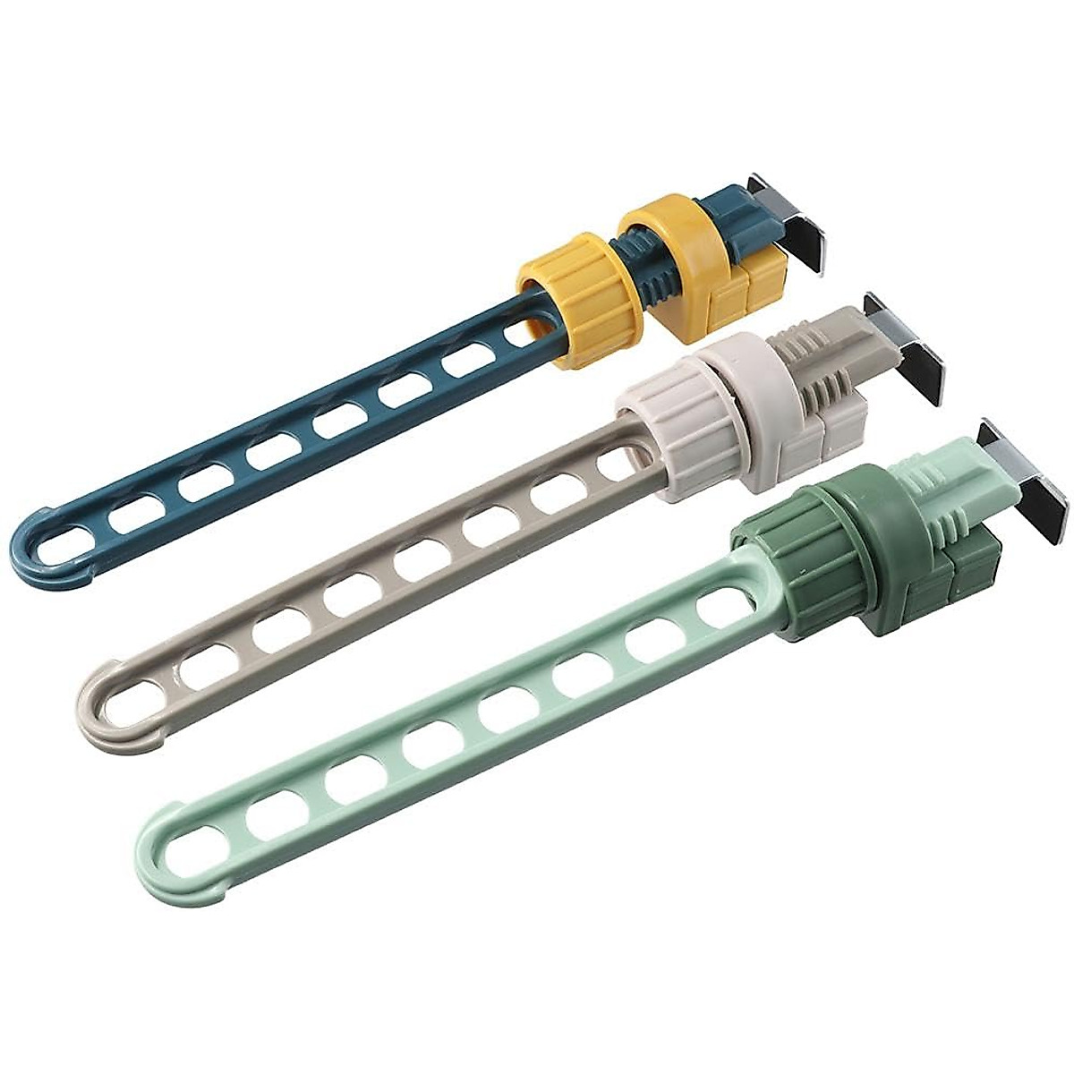 hobbyme Clothes Drying Rack, 3 PCS Rotary Clip-on Hanger for Travel, Flexible Drying Racks for Laundry, Wall Mounted Drying Racks for Door Window, Hanging Accessories(Gray/Blue/Green)