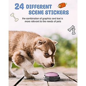 Dog Buttons for Communication, 8 Pcs Dog Talking Button Set, 30s Recordable Voice Pet Buzzer Training Buttons, Speaking Button for Dogs with Waterproof Anti-Slip Dog Button Mat and 24 Scene Stickers