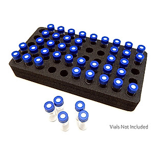Polar Whale Centrifuge Vial Organizer Black Foam Storage Rack Stand Transport Holds 50 Vials Fits up to 12mm 2ml Diameter Tubes