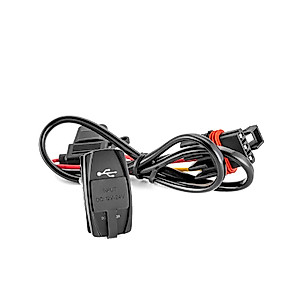 WeiSen Plug & Play Dual USB 4.2A Charger, Rocker Switch Style 18 AWG 12V/24V Fast Charge with Pulse Power Bar Plug Connector Compatible with Polaris RZR Ranger General Pulse Bus Bar