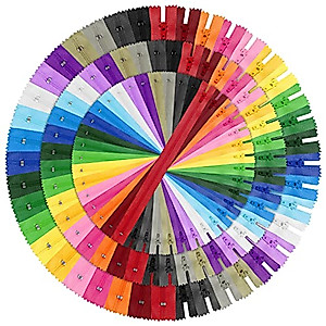 Zippers for Sewing, 120pcs Nylon Zippers for Sewing in Assorted Lengths and Colors, Bulk Zippers for Making Bags, Pouches, Pillow Covers and Sewing Crafts Projects