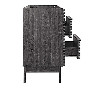 Modway Render 47" Plastic and Wood Bathroom Vanity Cabinet in Charcoal