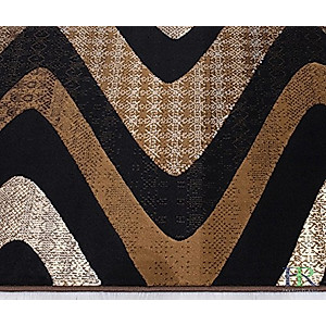 HR-Chocolate Brown/Beige/Mocha/Ivory/Abstract Area Rug Modern Contemporary Zigzag/Wave Design