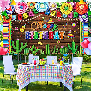 6 * 4ft Mexican Happy Birthday Backdrop - Mexican Themed Fiesta Birthday Party Decorations Mexican Party Supplies Mexican Banner Mexico Cinco De Mayo Carnival Photo Booth Background