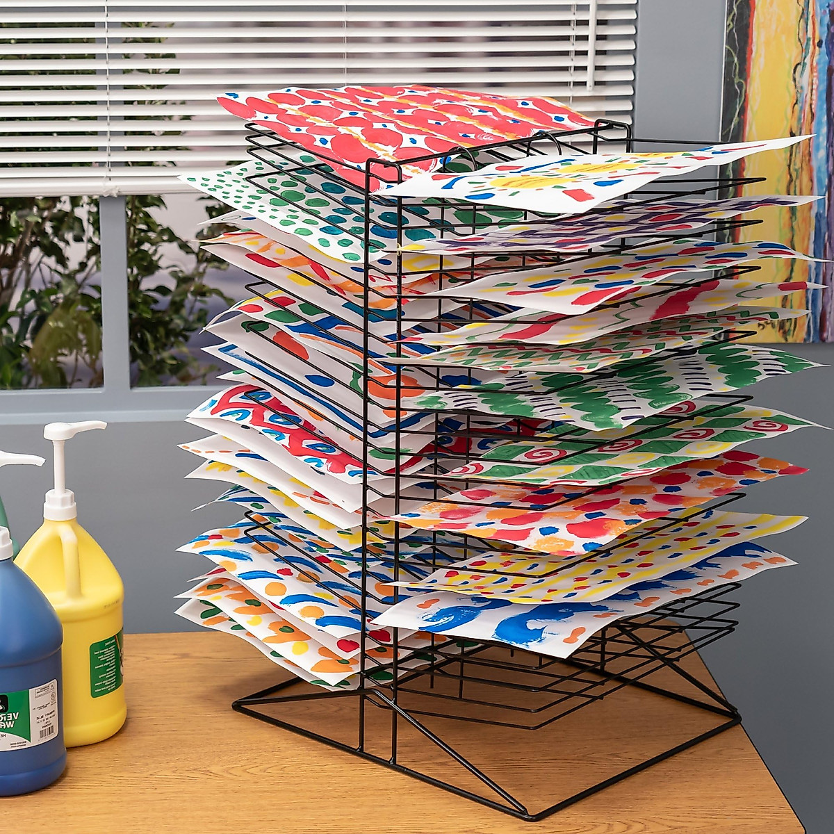 Sax All-Steel Double Sided Wire Drying Rack, 50 Shelves, 17 x 20 x 30 Inches, Steel, Black - 216782