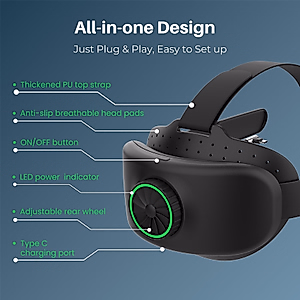 Comfort Head Strap with Battery for Quest 3/Quest 3s, 8000Mah Elite Strap Battery Pack Extend Playtime, Adjustable Lightweight Headset Strap Accessories