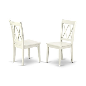 East West Furniture HBCL3-LWH-W 3 Piece Dinette Set for Small Spaces Contains a Round Dining Table with Pedestal and 2 Dining Chairs, 42x42 Inch, Linen White