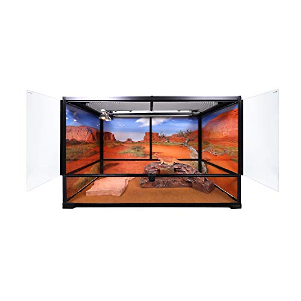 Reptile Habitat Background; Monument Valley with Tree, for 48Lx24Wx24H Terrarium, 3-Sided Wraparound