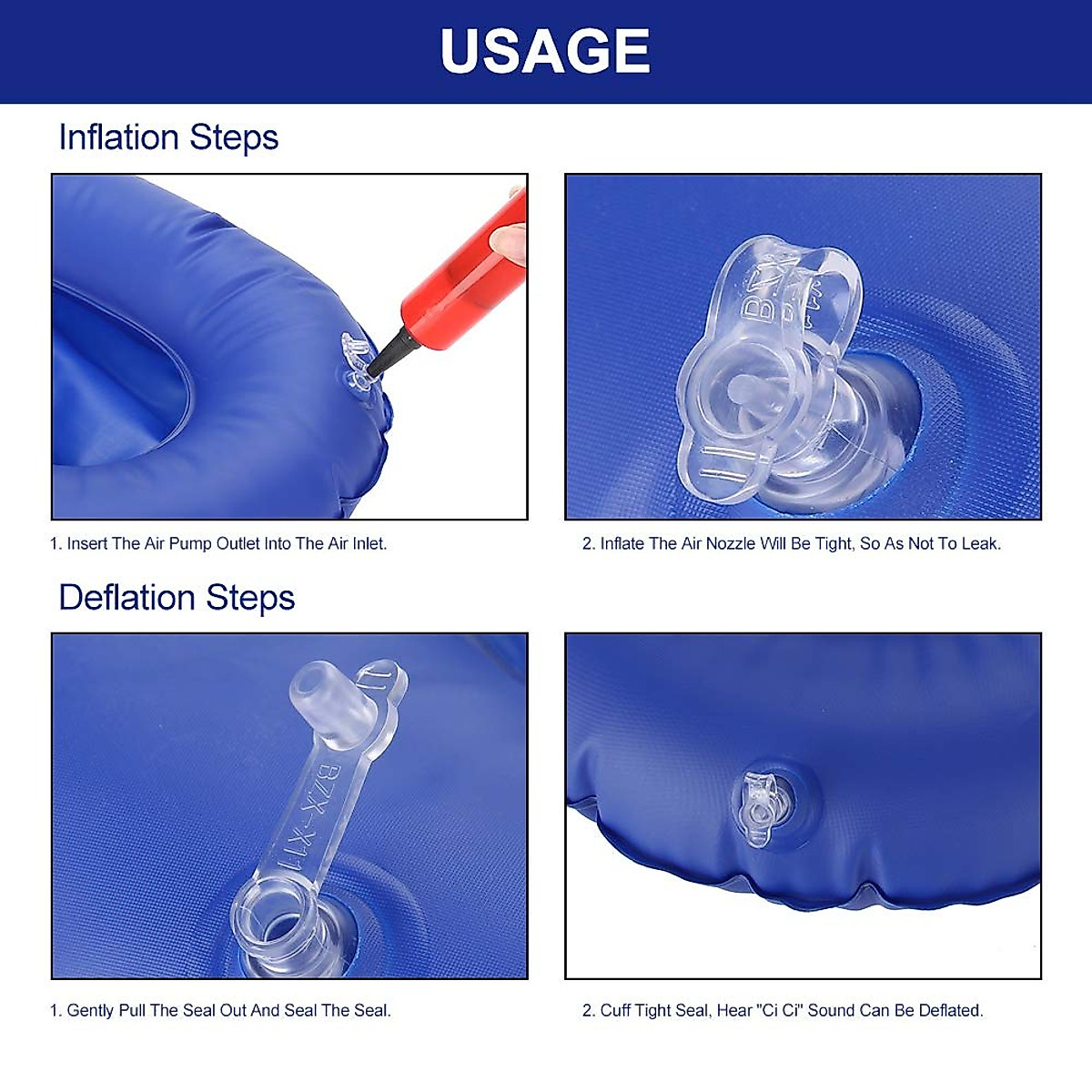 Sonew Professional Air Inflatable Potty Blue Seat Cushion Portative Chair Cushion Foldable Back Cushion