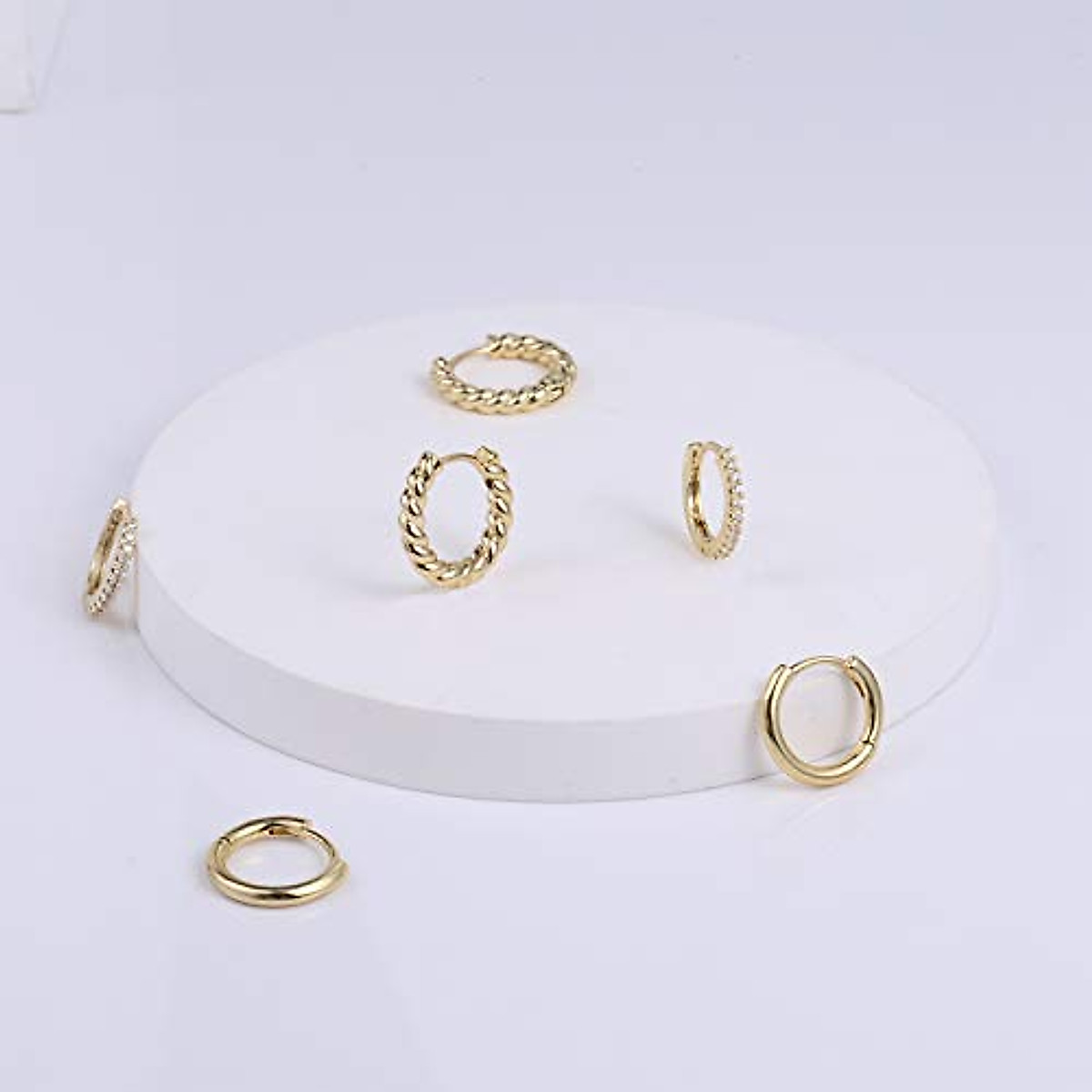 3 Pairs Small Huggie Hoop Earrings Set 14K Gold Hypoallergenic Lightweight Huggie Hoops Earrings for Women Trendy
