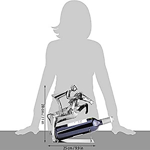 BRUBAKER Wine Bottle Holder 'Horseback Riding' - Table Top Metal Sculpture - with Greeting Card