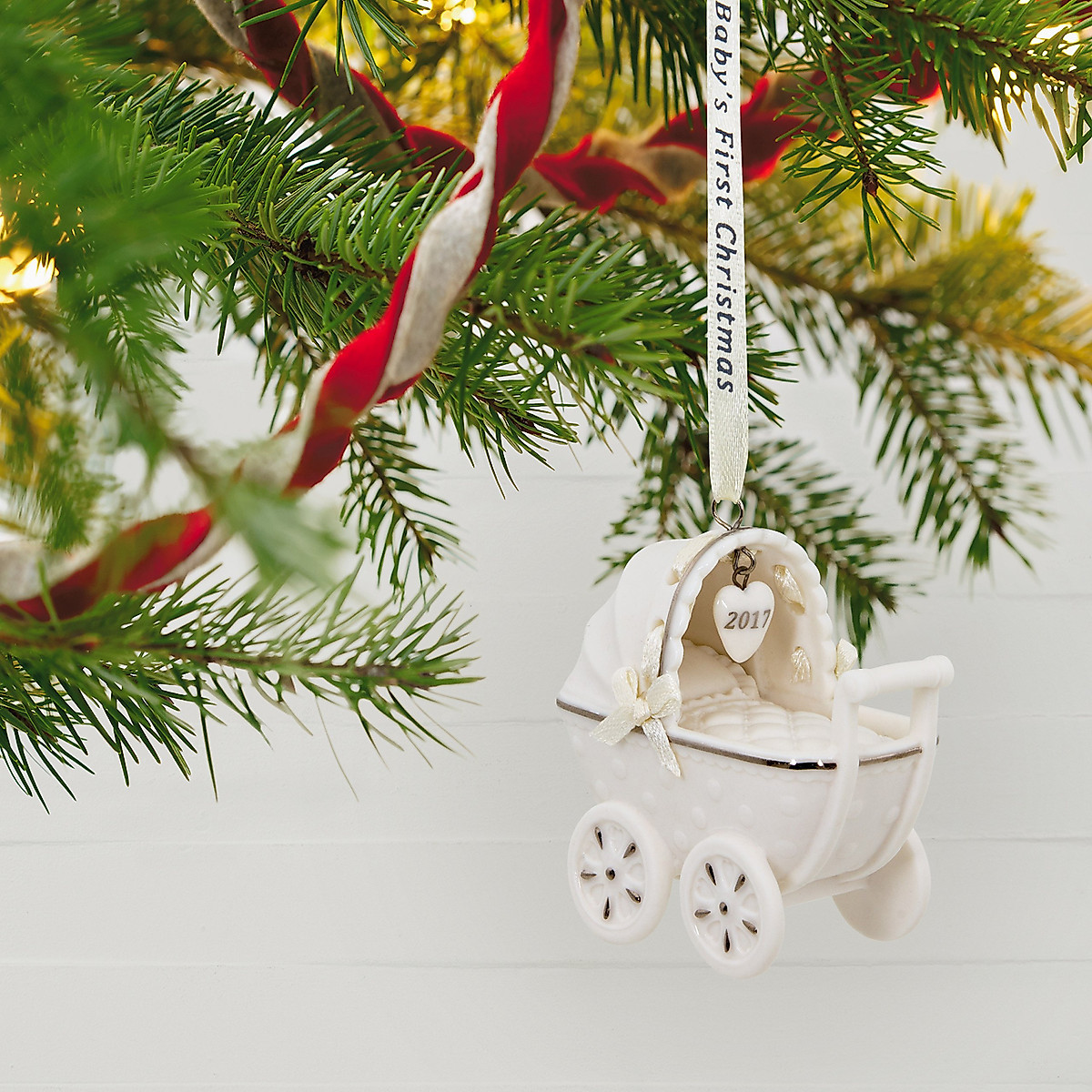 Hallmark Keepsake 2017 Baby's First Christmas Dated Premium Porcelain Christmas Ornament