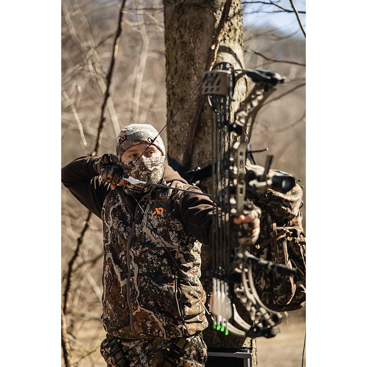 First Lite Aerowool Merino Wool Neck Gaiter - Ultralight Camo Hunting Face Mask - First Lite Specter - One Size