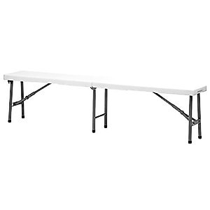 Ontario Furniture- White Plastic Folding Portable Bench for Indoor, Outdoor Picnic Bench, 6 (6 Feet (3 Legged))