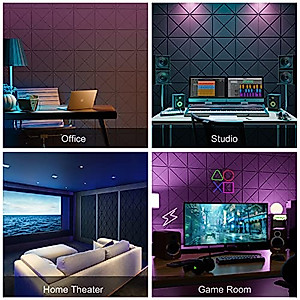 Sonicism 20 Pack X-Lined Acoustic Panels with Self-Adhesive, 12" X 12" X 0.4" Sound Proof Foam Panels, Decorative Soundproof Wall Panels, Sound Absorbing Tile for Home & Offices,Black