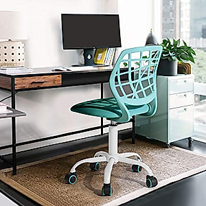 FurnitureR Teens Boys Girls Writing Task Chair Low Mid PP Mesh Back Fabric Seat,Home Children Study Chair (Turquoise, 1pc)