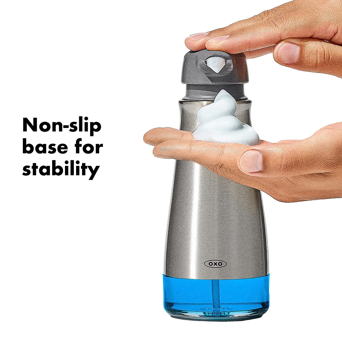 OXO Good Grips Stainless Steel Foaming Soap Dispenser and Stronghold Suction Sponge Holder