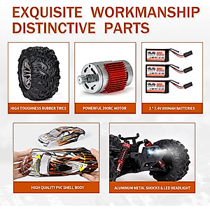 Hosim 1:16 36+kmh 4WD High Speed RC Car, Remote Control Truck Radio Off-Road Cars Vehicle Electronic Monster Hobby Buggy for Adults and Children 3 Batteries 40+min Play