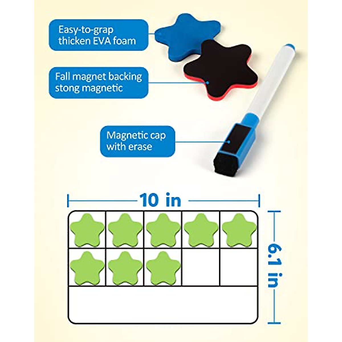 Coogam Magnetic Ten-Frame Set, Math Manipulative EVA Number Counting Games, Montessori Educational Toy Gift for Kindergarten Classroom Kids 3 4 5 Year Old