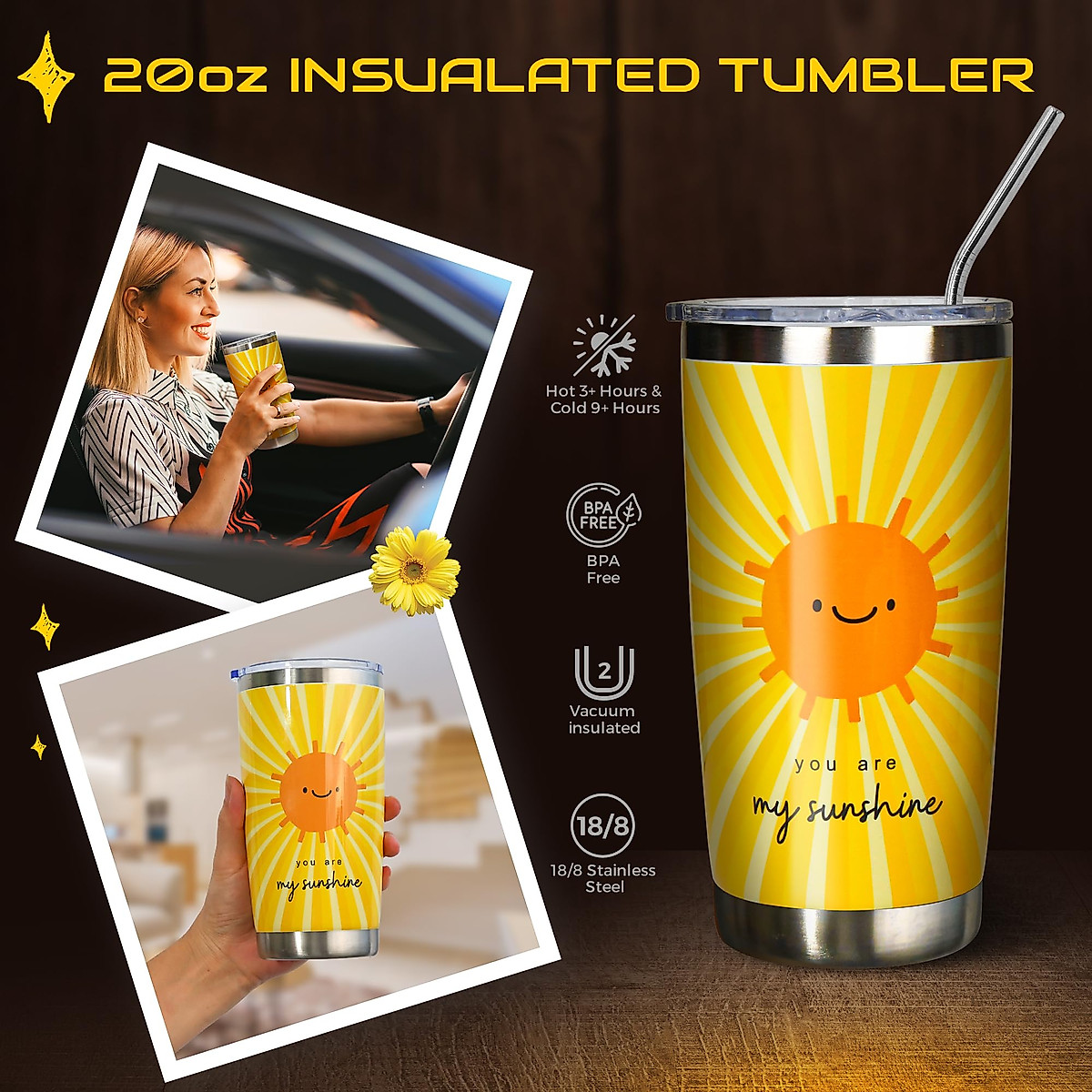 Birthday Gift Baskets for Women, 11 Pieces Unique Get Well Soon Gifts, Self Care Package, Inspirational Gift Set, Spa Gifts Box, Sending Sunshine Theme Presents for Her Mother Wife Sister Best Friend