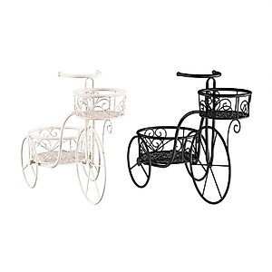 Pure Garden HW1500188 Tricycle Plant Stand Â– 2-Tiered Indoor or Outdoor Decorative Vintage-Look Metal Display for Patio, Deck, Home or Lawn, Matte Black