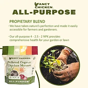Fancy Chicken All-Purpose Manure - 5lbs Pelleted Dried Organic Chicken Manure | All-Natural Plant Food | Ideal for Vegetables Plants Fruits Trees Lawn Gardening & Farming | USDA Organic
