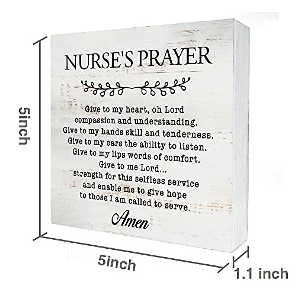 Nurse's Prayer Wood Box Sign Home Decor Rustic Nurse Wooden Box Sign Block Plaque for Wall Tabletop Desk Home Nurse Office Decoration 5" x 5"