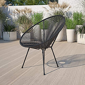 EMMA + OLIVER Black Papasan Bungee Lounge Chair