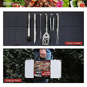Royal Gourmet TF2006S 20pcs Stainless Steel Barbecue Grilling Accessories Set with Aluminum Case, Best for Outdoor Cooking, Camping and Backyard Barbecue, Silver