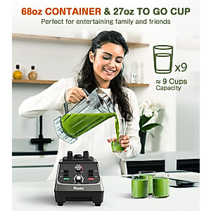 VEWIOR 2200W Blenders for Kitchen, Professional Smoothie Blender with 68oz Tritan Container & 27oz To-Go Cup, Countertop Blender for Smoothies