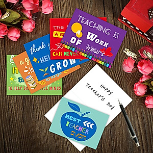 emzrivo 24 Pcs Teacher Appreciation Cards Teacher Thank You Cards with Envelopes and Stickers Thank You Cards for Teacher Gift Cards Bulk Teacher Card for Thanksgiving Christmas Day, 4 x 6 Inches