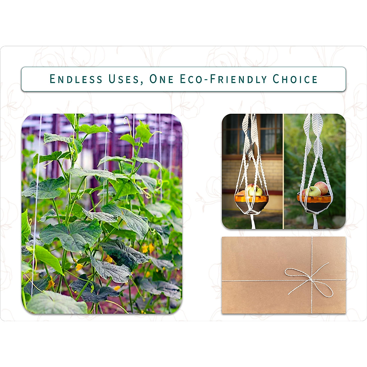 Cotton Farm Cooking Twine, 500 Feet String, 0.1 Inch (2mm) Thickness, Twisted (Extra Strong), 100% Unbleached Cotton - Butchers Choice for Cooking