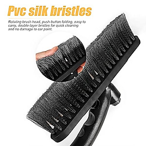 Snow Brush with Ice Scraper for Car Windshield, 26'' Extendable Rotatable Detachable Auto Window Cleaning Tool, Aluminum Body and Foam Grip, Winter Snow Removal Accessories for Most Cars (Black)