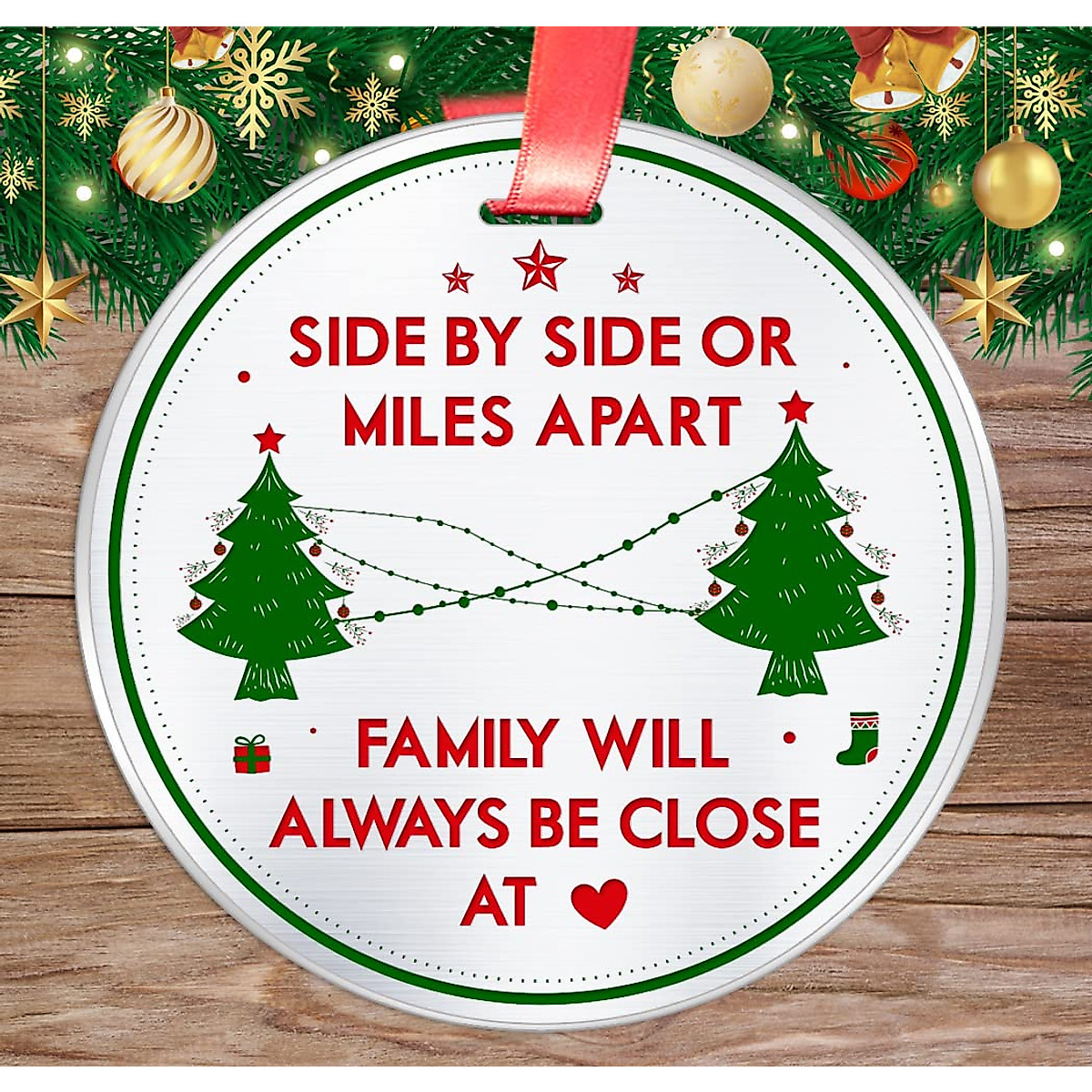 Elegant Chef Family Christmas Ornament Gifts- Side by Side Or Miles Apart Family Will Always be Close at Heart- Long Distance Love Decoration for Xmas Holidays Celebration