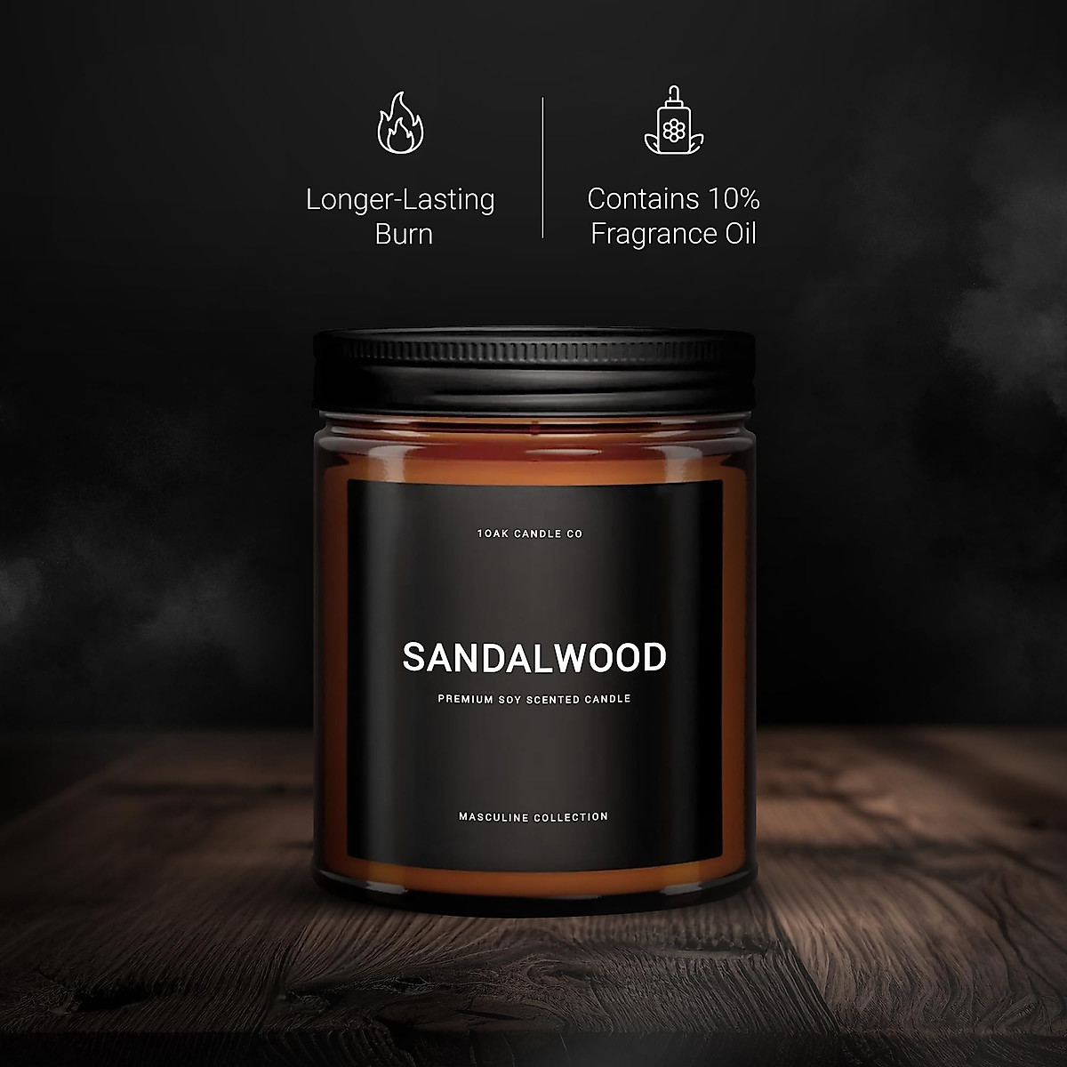 1OAK Scented Candles for Men - Sandalwood Candles - Mens Candles for Home - Masculine Candle - Soy Wax Scented Candles - Long Burning Candles Premium - Soy Wax