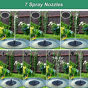 Upgraded Solar Water Fountain, GAIZERL 3.5W Solar Fountain Pump for Bird Bath with Battery Backup, Floating Solar Powered Fountains with 4 DIY Fixed Sticks & 7 Nozzles for Birdbath Garden Pond